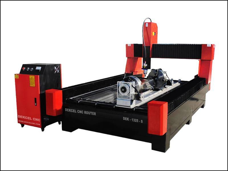 Dekcel CNC® 3D letter carving on marble granite tombstone cylinder ...